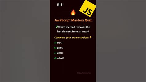 🎯 Javascript Mastery Quiz 🧩which Method Removes The Last Element From An Array Youtube