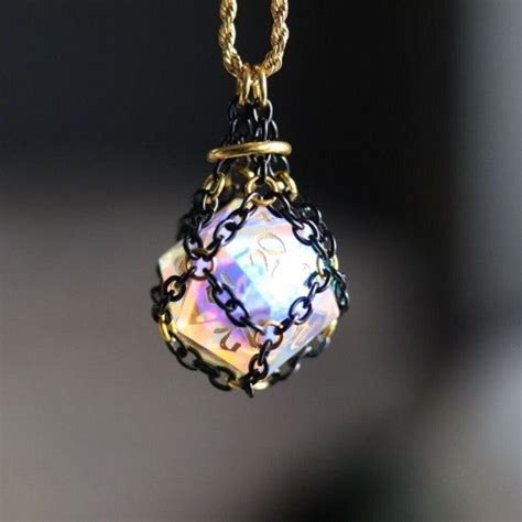 Removable D20 Dice Necklace In Blackened Brass Etsy Jewelry