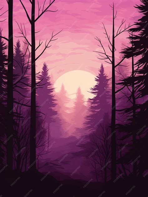 Premium Ai Image A Forest With A Full Moon In The Background