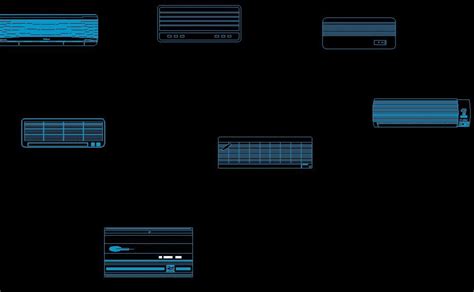 Air Conditioner Split Type On Wall Indoor Units Front Elevation View 2d Dwg Block For Autocad