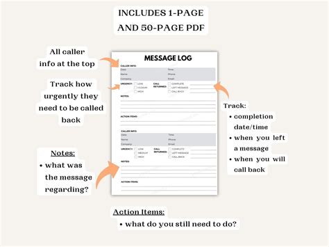 Phone Call Log Message Log Voicemail Log Template For Remarkable 2