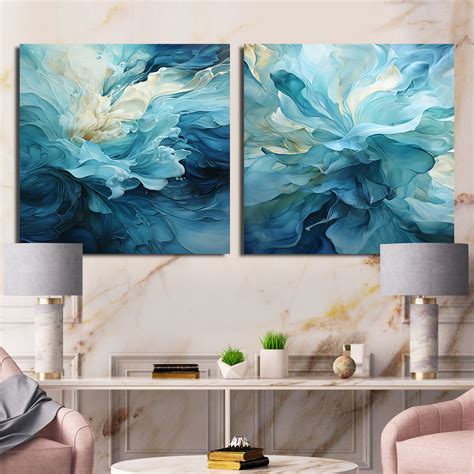 Design Art Aqua Blue And White Serenity Swirl Iii Abstract Spirals
