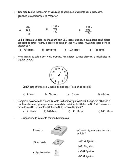 Prueba Diagnóstica Matemática Conozcamos Nuestros Aprendizajes 4