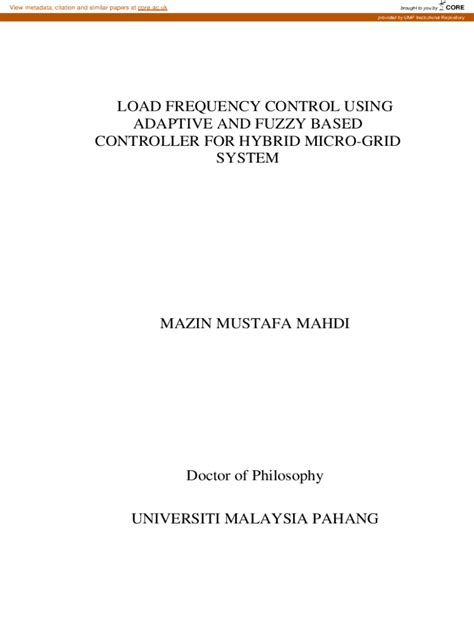 Fillable Online Load Frequency Control Using Ump Thesis Template Fax Email Print Pdffiller