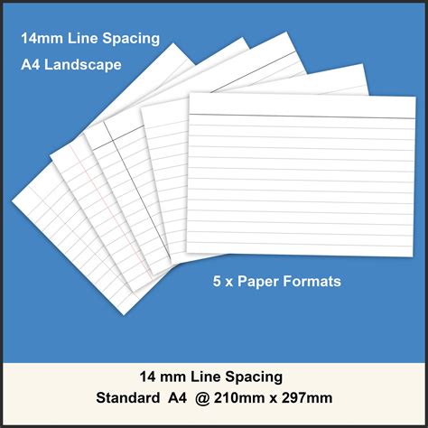 PRINTABLE Note PAPER Lines Bundle For A4 Paper In 5 Styles Lined Paper Margins 7mm 14mm