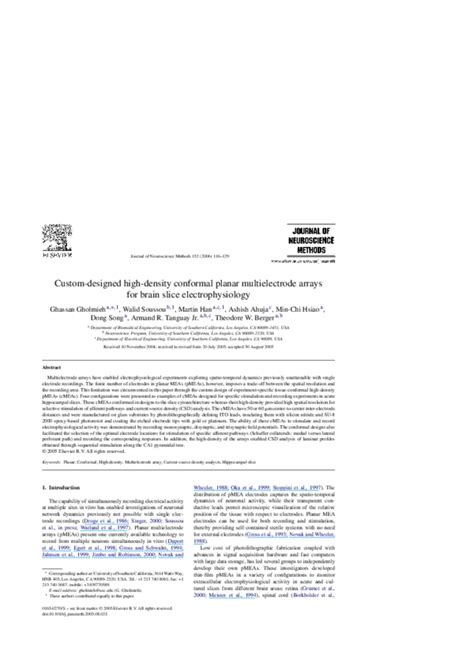 Pdf Custom Designed High Density Conformal Planar Multielectrode