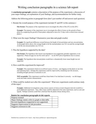 Conclusion Writing PDF Chemistry Science