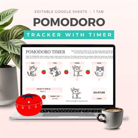 pomodoro timer and tracker productivity tracker pomodoro timer cat template task management