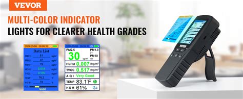 Vevor Air Quality Monitor 8 In 1 Professional Pm2 5 Pm10 Pm1 0 Particle Counter Formaldehyde