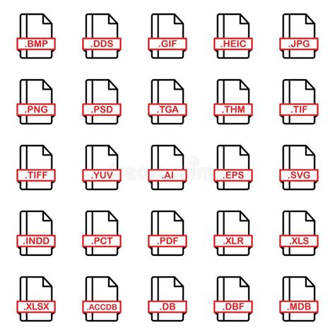 Set Of Document File Formats And Labels Icons Vector Illustration