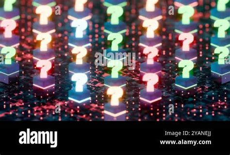 Glowing Question Marks On Circuit Board Background Representing Digital