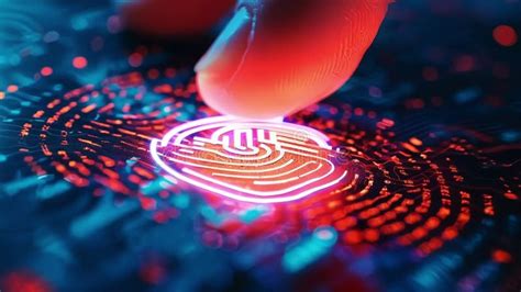 Finger Touching Futuristic Fingerprint Scanner Stock Footage Video Of