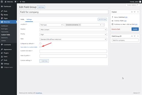 how to move custom fields data to custom tables meta box