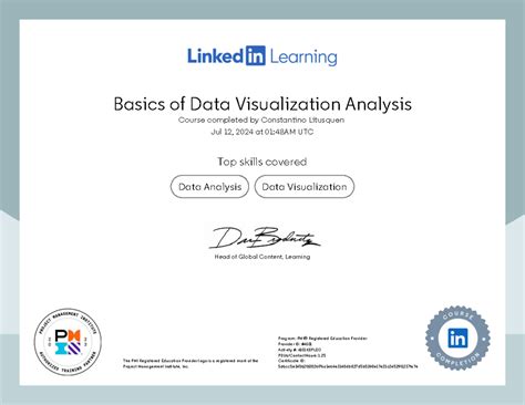 Pmi Certificate Of Completion Basics Of Data Visualization Analysis