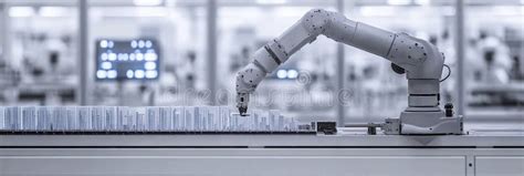 Robotic Arm Sorting White Components Neatly Stock Illustration
