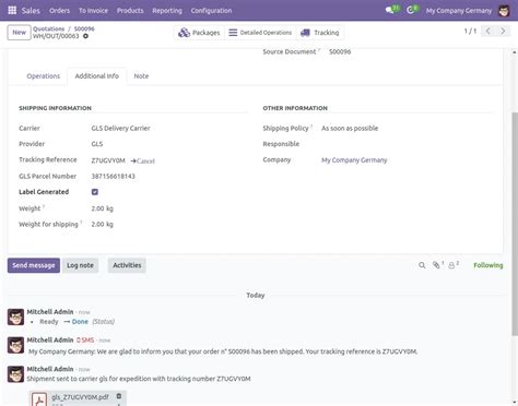 User Manual For Odoo Gls Delivery Carrier Module