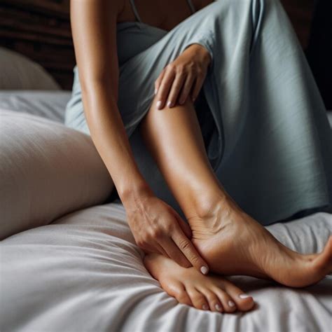 Woman Massaging Foot Premium Ai Generated Image