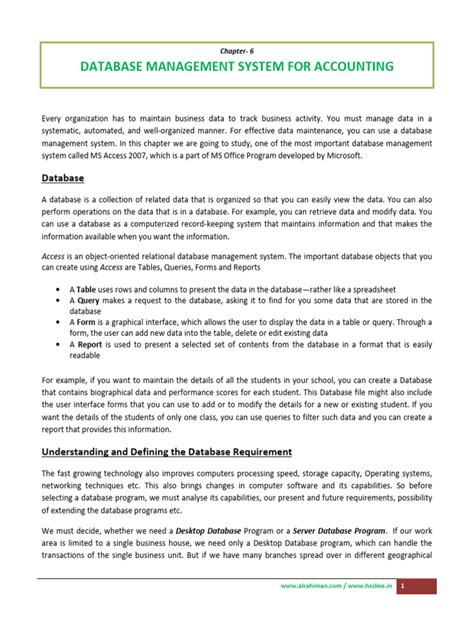 Database Management For Accounting Pdf