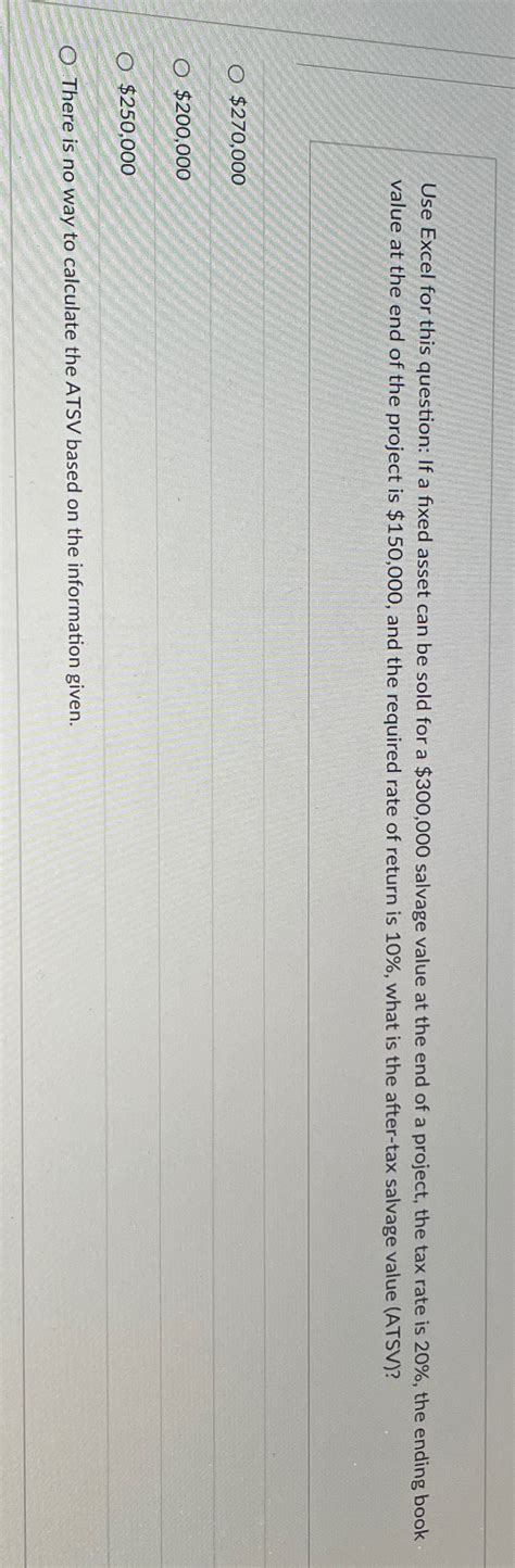 Solved Use Excel For This Question If A Fixed Asset Can Be