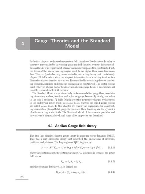 4 Gauge Theories And The Standard Model 4 1 Abelian Gauge Field Theory Pdf Gauge Theory