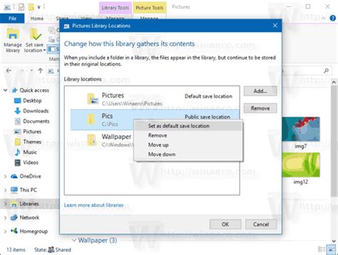 Set Default Save Location For Library In Windows 10