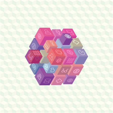 Isometric Projection Infographic Array Of Cubes Stock Vector Illustration Of Multi Colorful