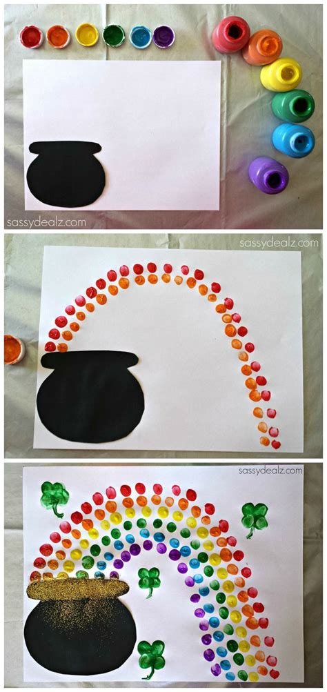 Fingerprint Rainbow Pot Of Gold Craft For St Patricks Day Crafty Morning St Patricks Day