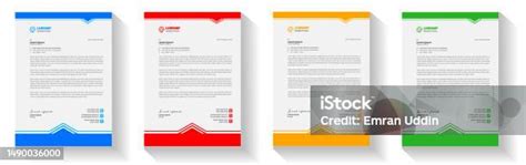 노랑 파랑 초록 빨강 색상의 기업 현대 비즈니스 레터헤드 디자인 템플릿입니다 레터헤드 레터 헤드 비즈니스 레터헤드 디자인 독특한 모양의 기업 비즈니스 레터헤드 디자인