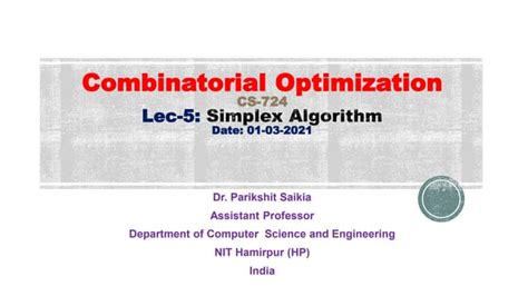 Combinatorial Optimization Co 5 Ppt