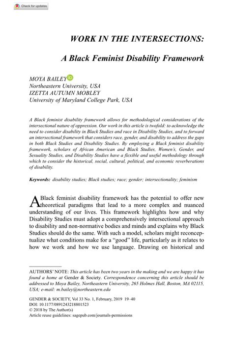 Work In The Intersections A Black Feminist Disability Framework Docslib