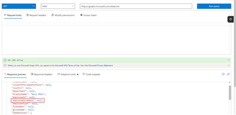 azure active directory microsoft graph beta user update request