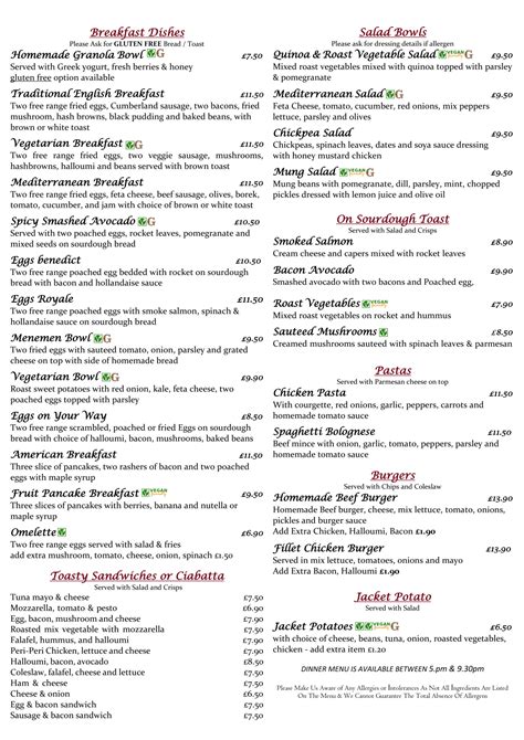 Our Menu Ronav Cafe And Bistro Apsley