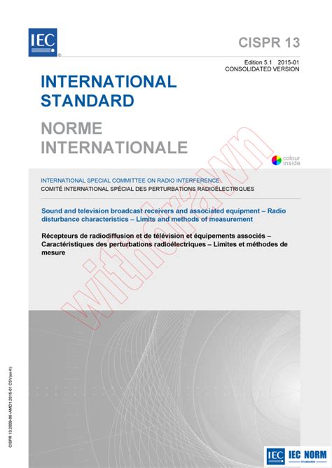 CISPR 13 2009 AMD1 2015 CSV PDF IEC Norm Store