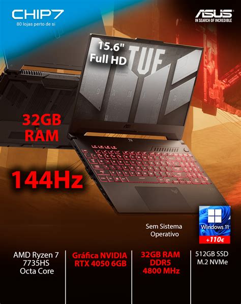 PortÁtil Asus Amd Ryzen 7 7735hs Rtx 4050 6gb 32gb Ram 512gb