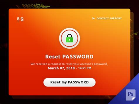 Reset Password UI Free PSD Templates