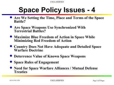 Space Policy Space Issues Unclassified Ppt