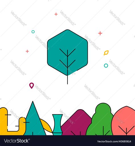 Hexagonal Tree Filled Line Icon Simple Royalty Free Vector