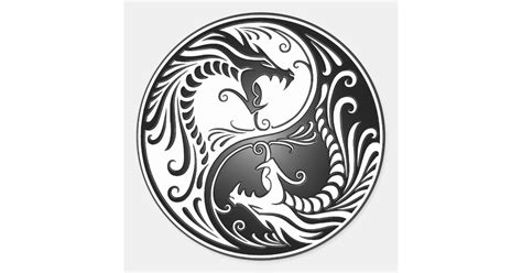 Yin Yang Dragons Classic Round Sticker Zazzle