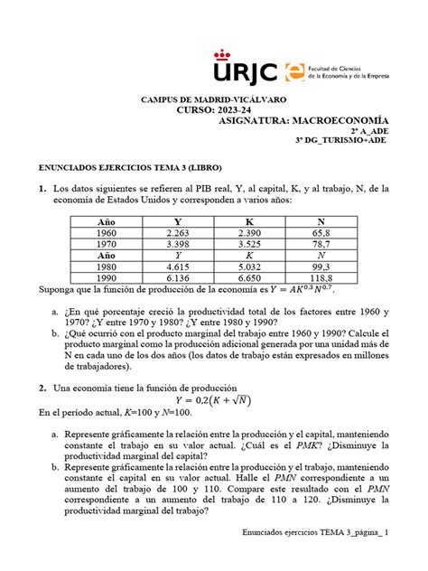 1 T3 Enun Ejercicios Libro 1 2 4 5 6 2024 Pdf Salario Oferta Economía