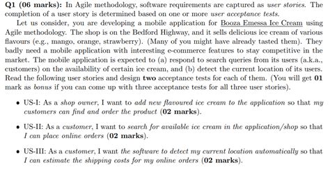 Solved Q Marks In Agile Methodology Software Chegg Com