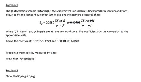 solved the gas formation volume factor bg is the reservoir volume in
