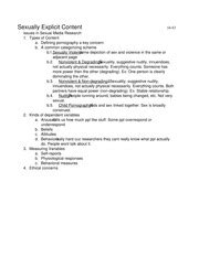 Full Class Notes SexuallyExplicitContent IssuesinSexualMediaResearch TypesofContent A