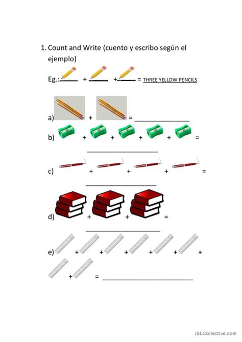 Colors Numbers And Class Objets English Esl Worksheets Pdf And Doc