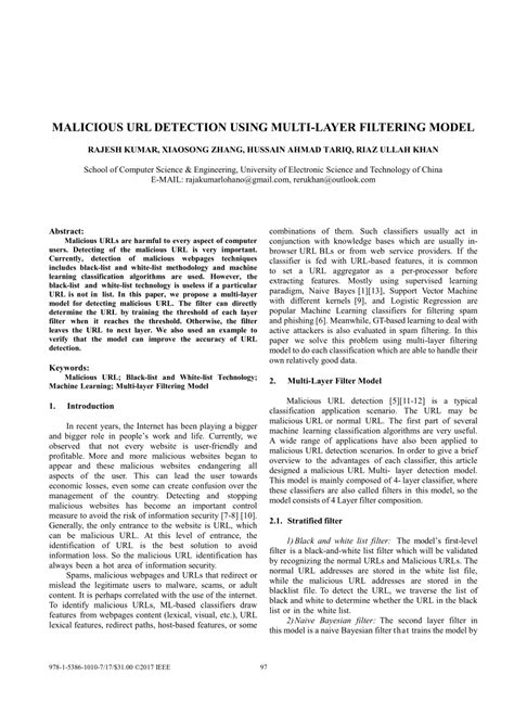 Pdf Malicious Url Detection Using Multi Layer Filtering Model