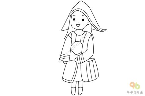少数民族 基诺族女孩简笔画民族人物简笔画