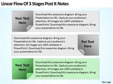 Examples Of Business Processes Linear Flow Stages Post It Notes Ppt PowerPoint Templates