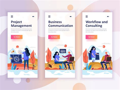 Premium Vector Set Of Onboarding Screens User Interface Kit