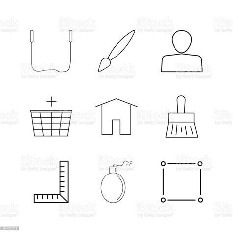 Essential Linear Icon Set Simple Outline Icons Stock Illustration