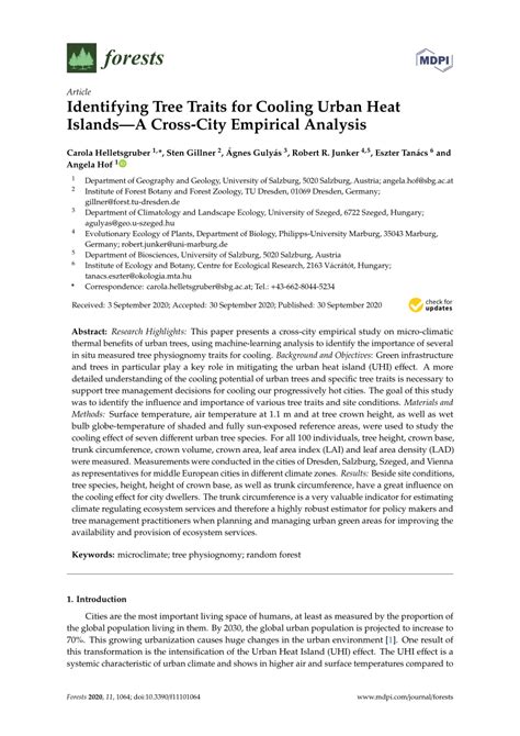PDF Identifying Tree Traits For Cooling Urban Heat IslandsA Cross City Empirical Analysis