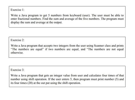 Solved Exercise 1 Write A Java Program To Get 5 Numbers Chegg Com